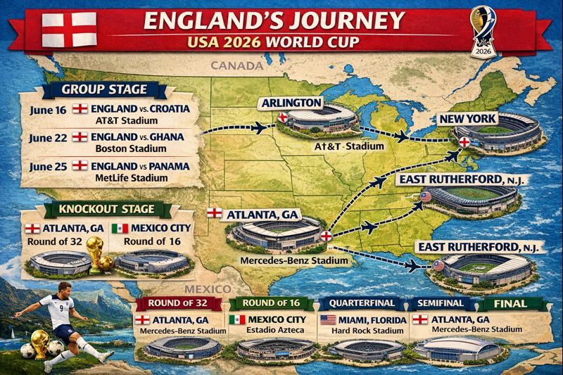 World Cup 2026 stadiums: England’s journey across North America ...