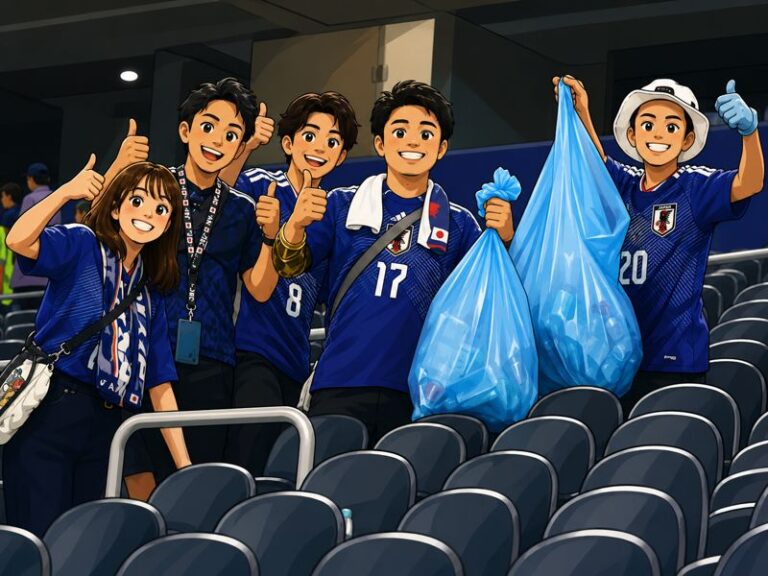 Japanese fans earn plaudits for stadium clean-up - Football-Stadiums.co.uk